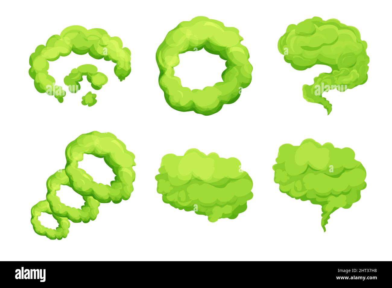 Set green smell steam, toxic stink smoke, dust cloud or fart in comic ...
