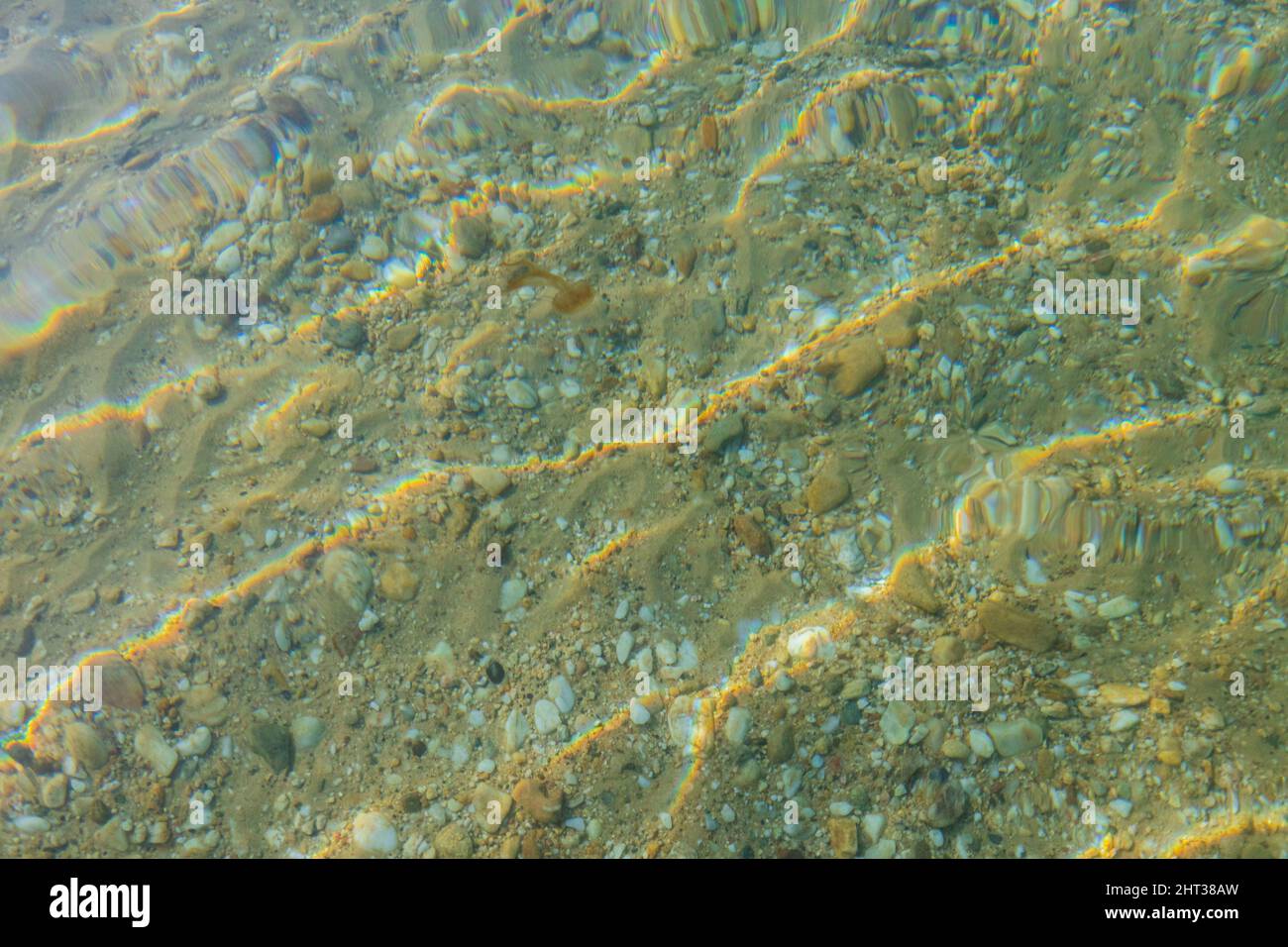 Beautiful view of texture of turquoise water of seabed of Mediterranean ...