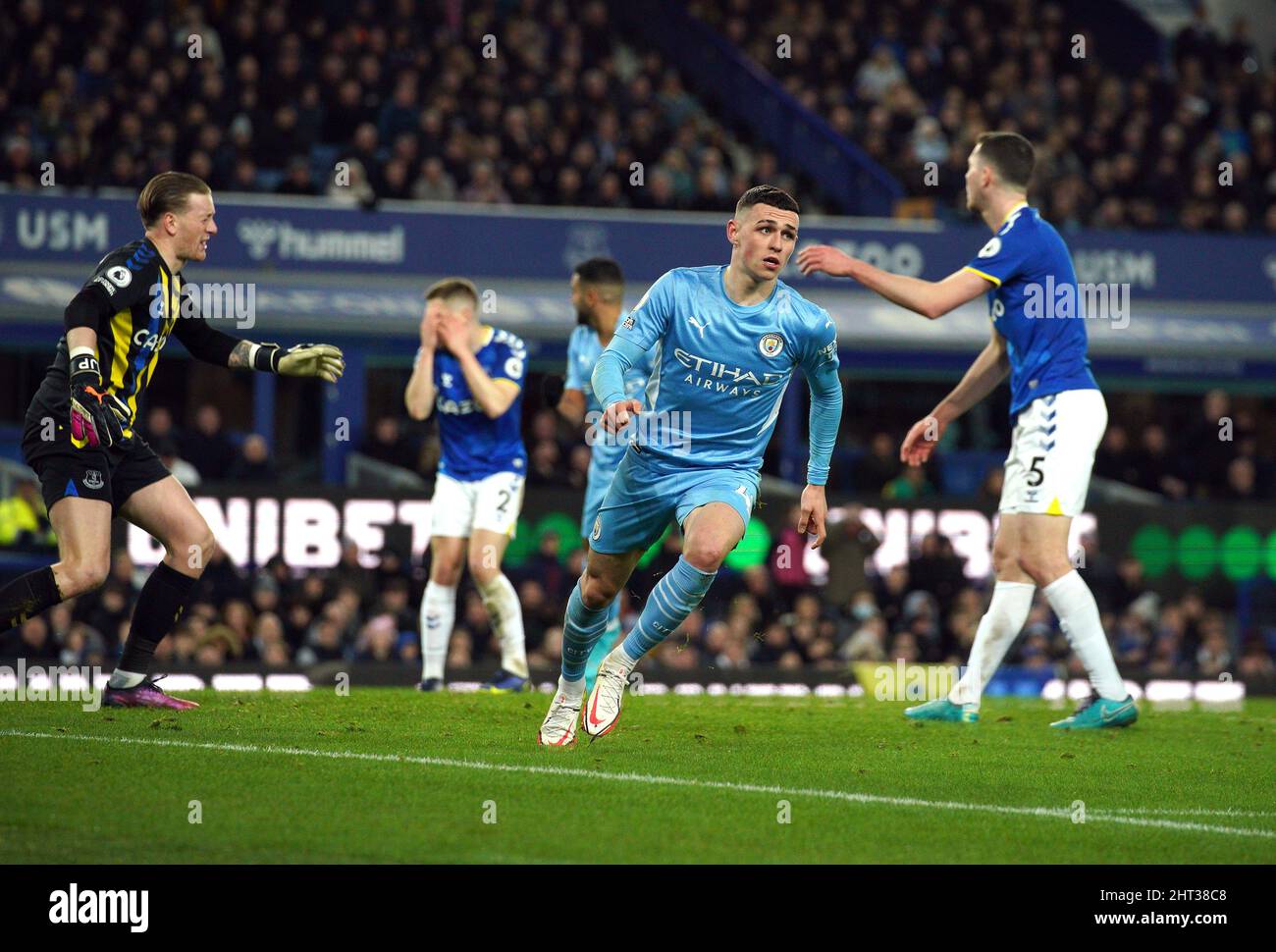 Manchester City's Phil Foden celebrates scoring their side's first goal ...