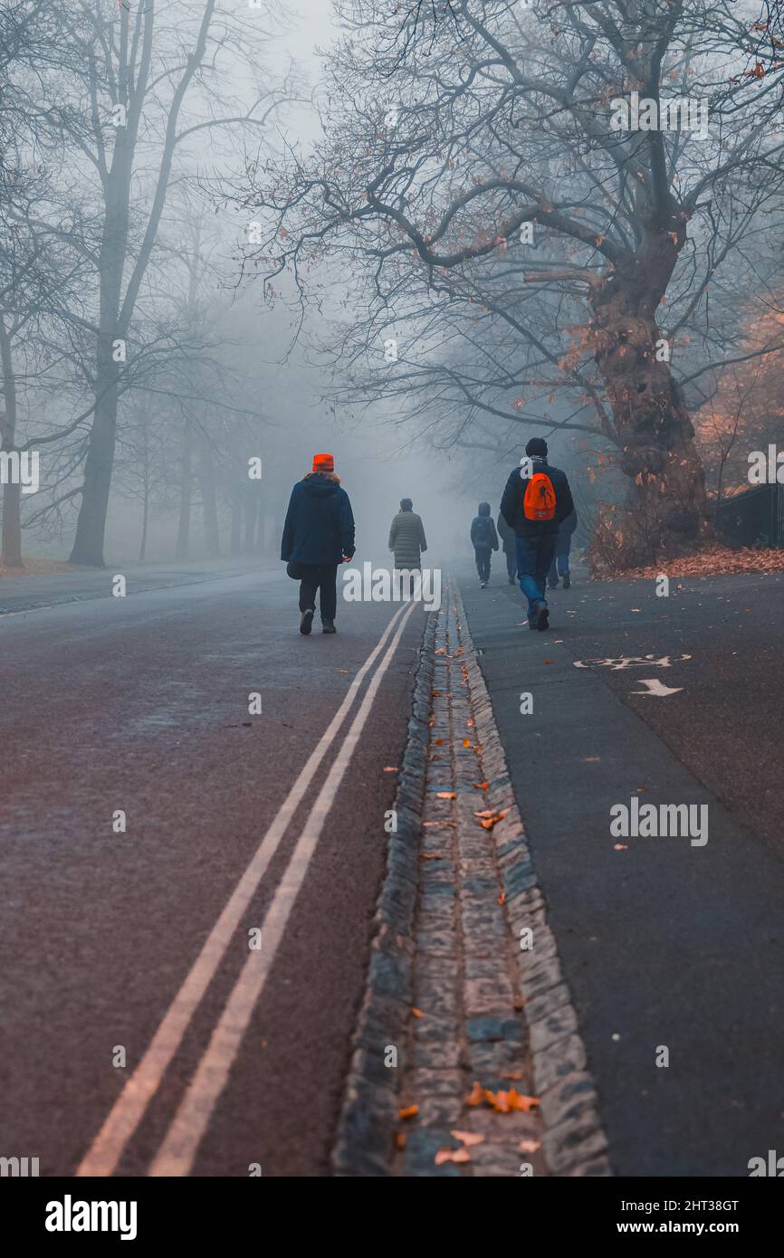 Vertical photo of people walking in a street in winter Stock Photo - Alamy