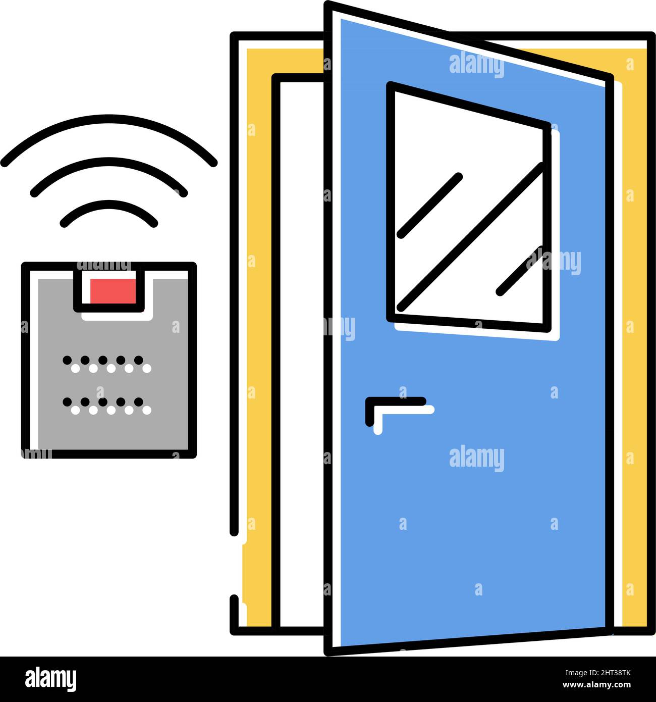 access system smart home, remote open door color icon vector ...