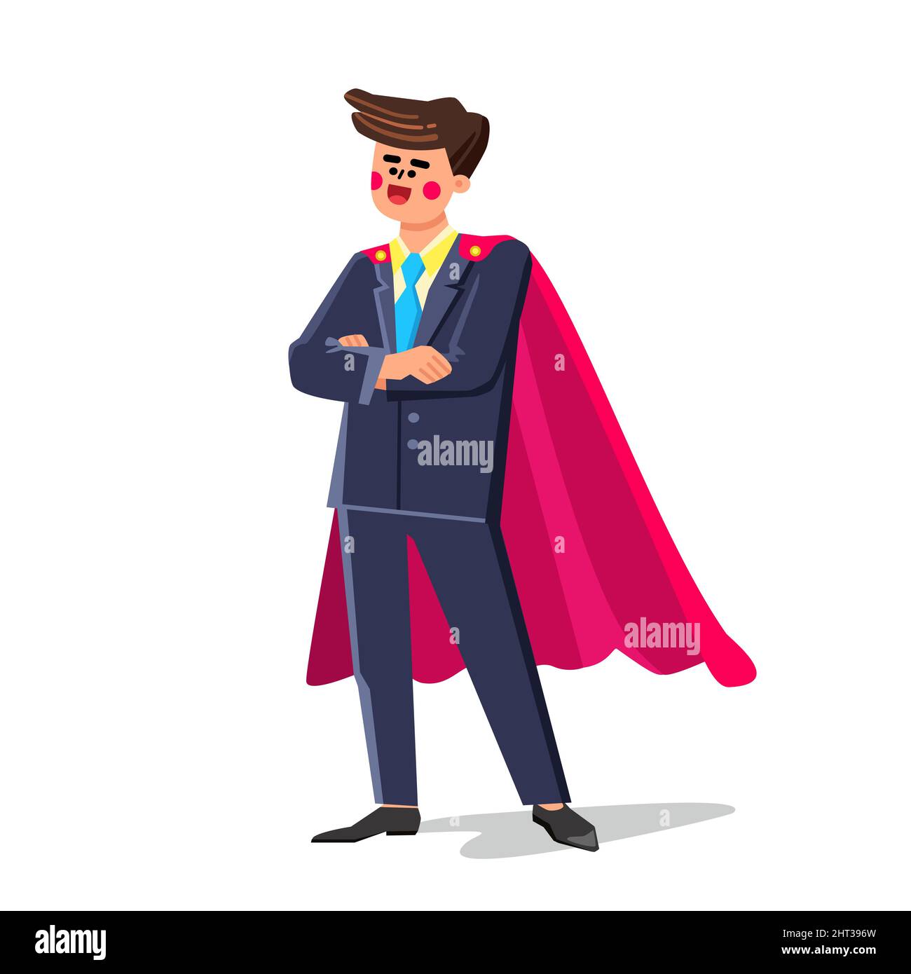 Brave Male Wearing Super Hero Cloak Clothes Vector Stock Vector Image ...