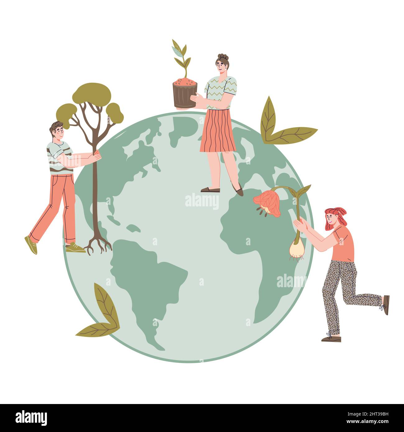 Ecology and environment conservation, planet greening concept with tree ...