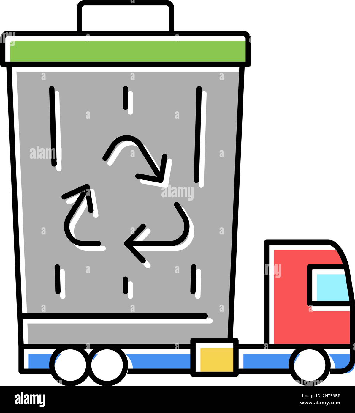 garbage removal and disposal logistics color icon vector illustration ...
