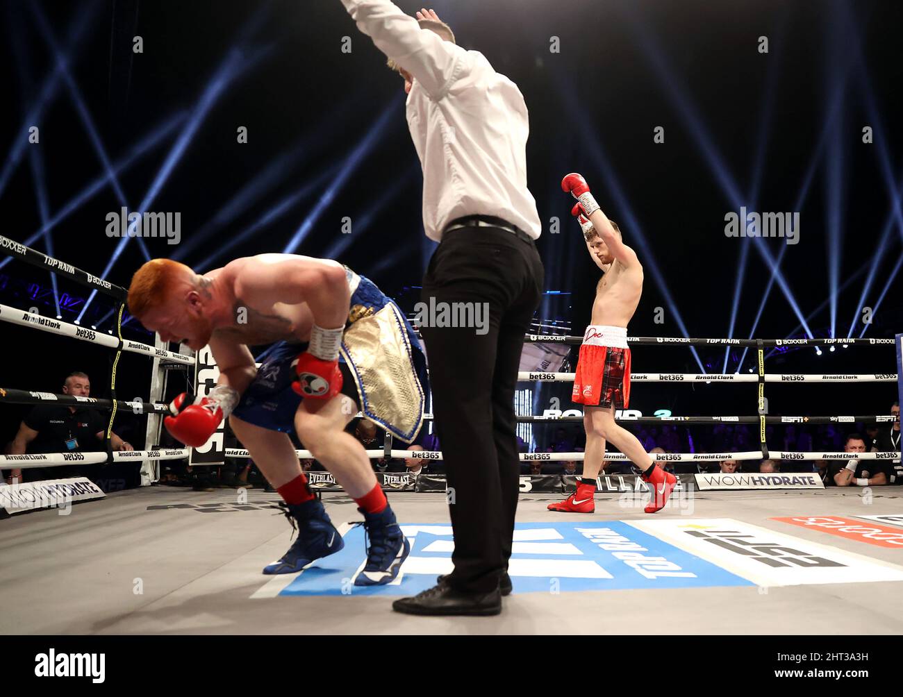 John Docherty (right) celebrates victory against Jordan Grant during ...