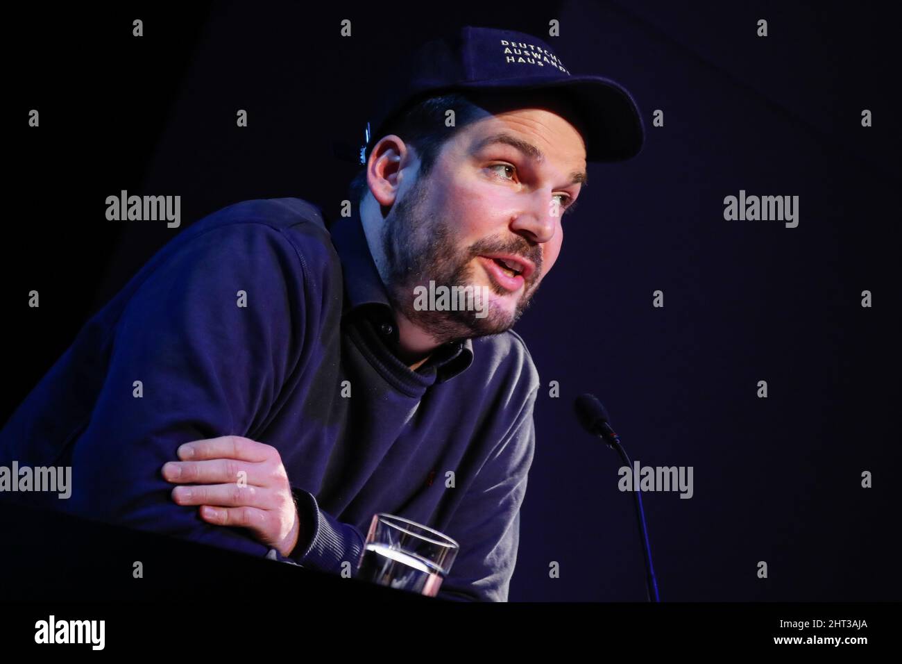 Berlin, Germany. 26th Feb, 2022. Publicist Max Czollek reads at ...