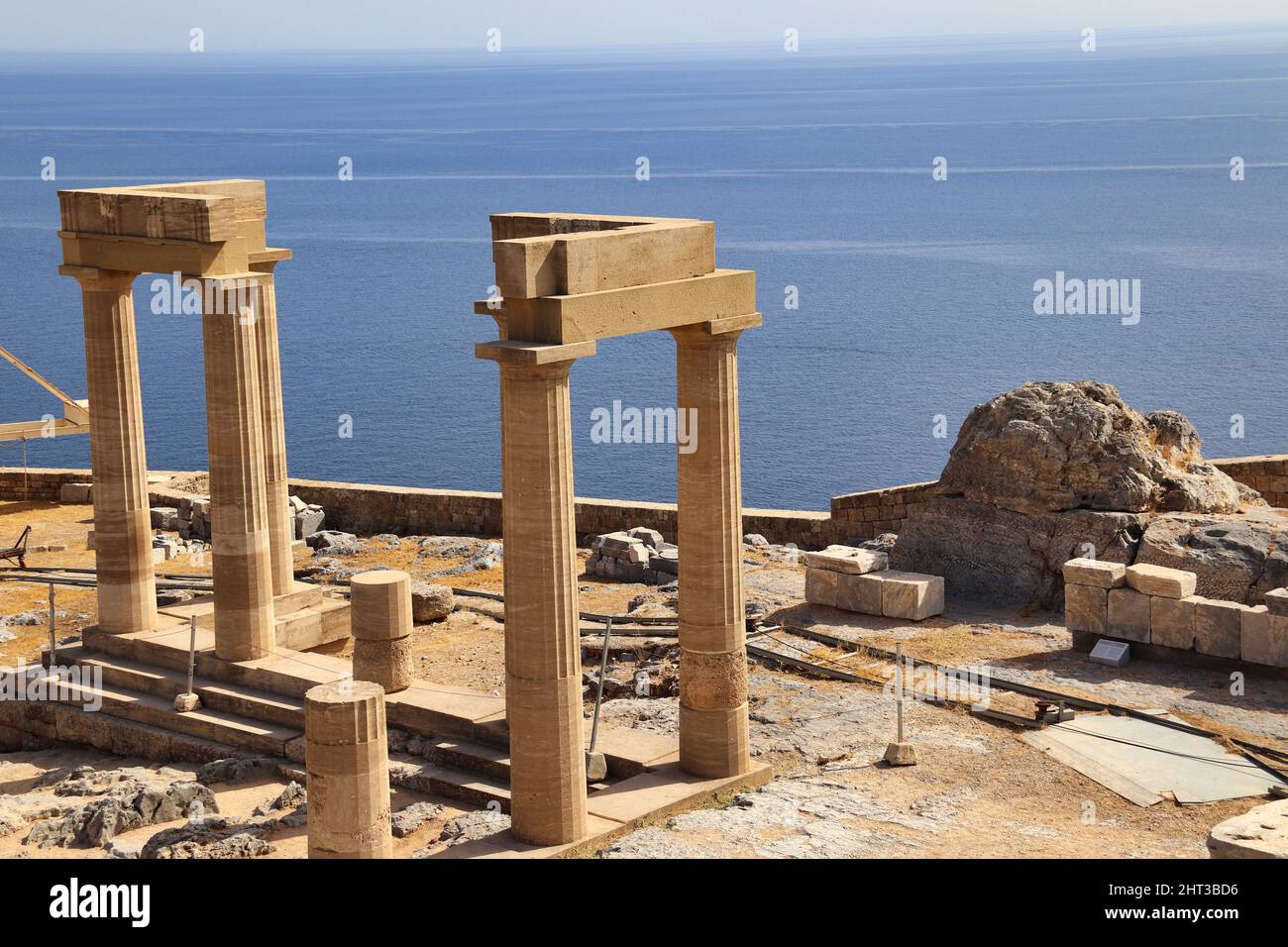 Beautiful shot of some ancient Greek columns of the Athena temple in ...