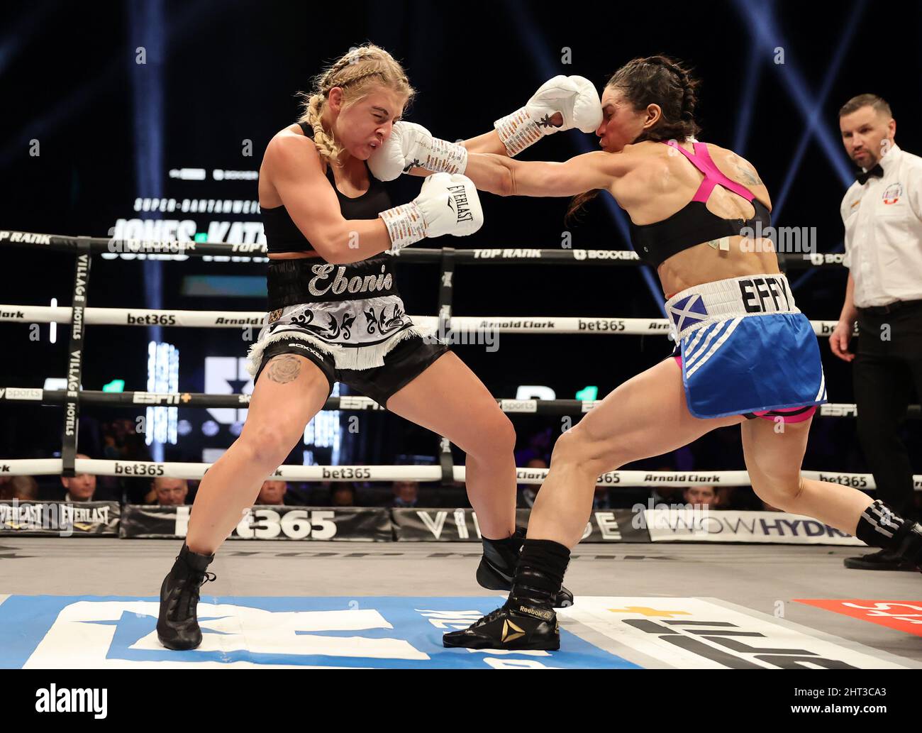 Ebonie Jones (left) and Effy Kathopouli in action during the junior ...
