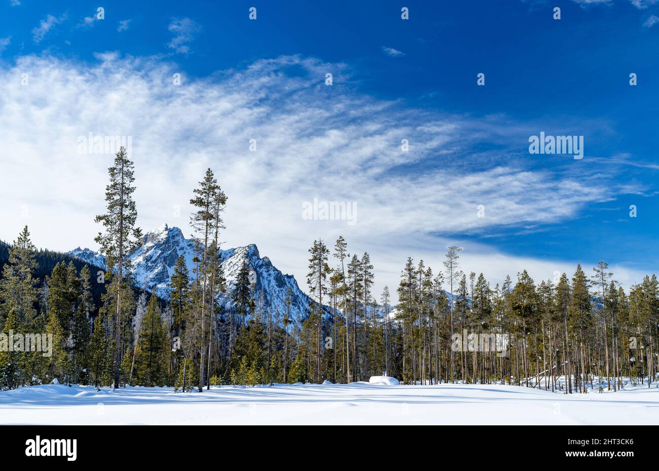 Mount McGown in winter with snow and clouds in the sky Stock Photo - Alamy
