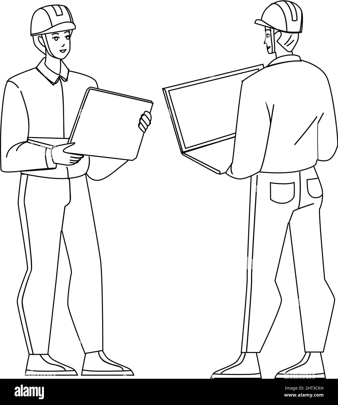 Maintenance Engineer Talk With Colleague Vector Stock Vector Image ...