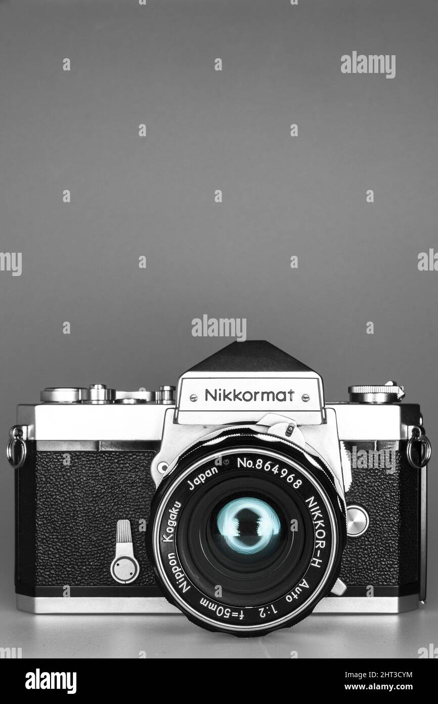 Vertical shot of a vintage Nikkormat camera Stock Photo - Alamy