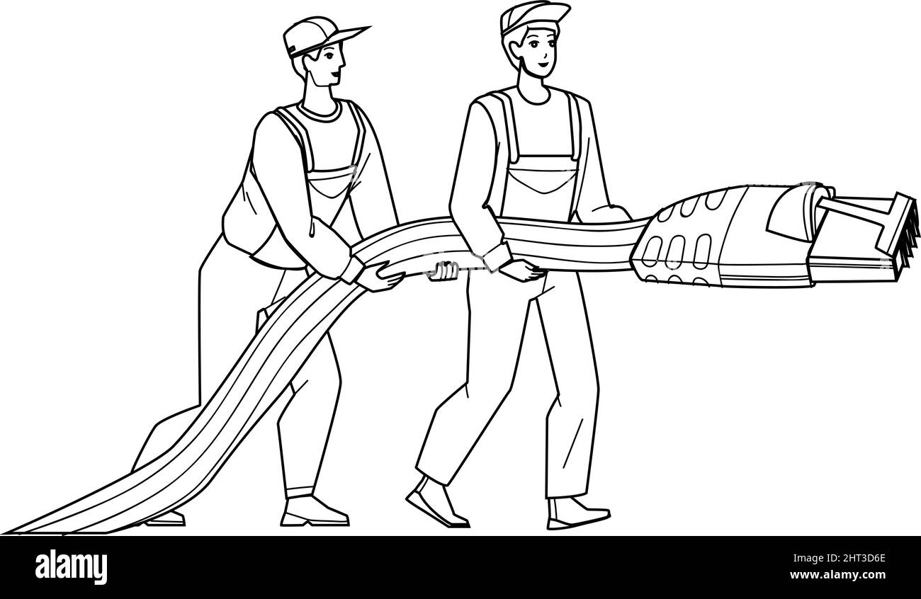 Network Lan Support Repairmen With Cable Vector Stock Vector Image ...
