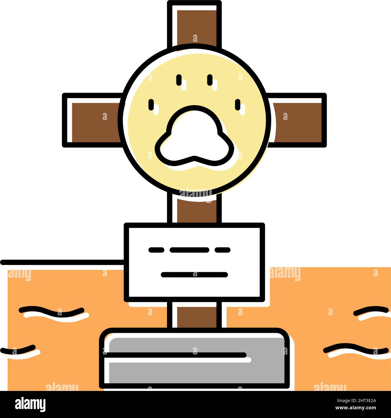grave pet with cross color icon vector illustration Stock Vector Image ...