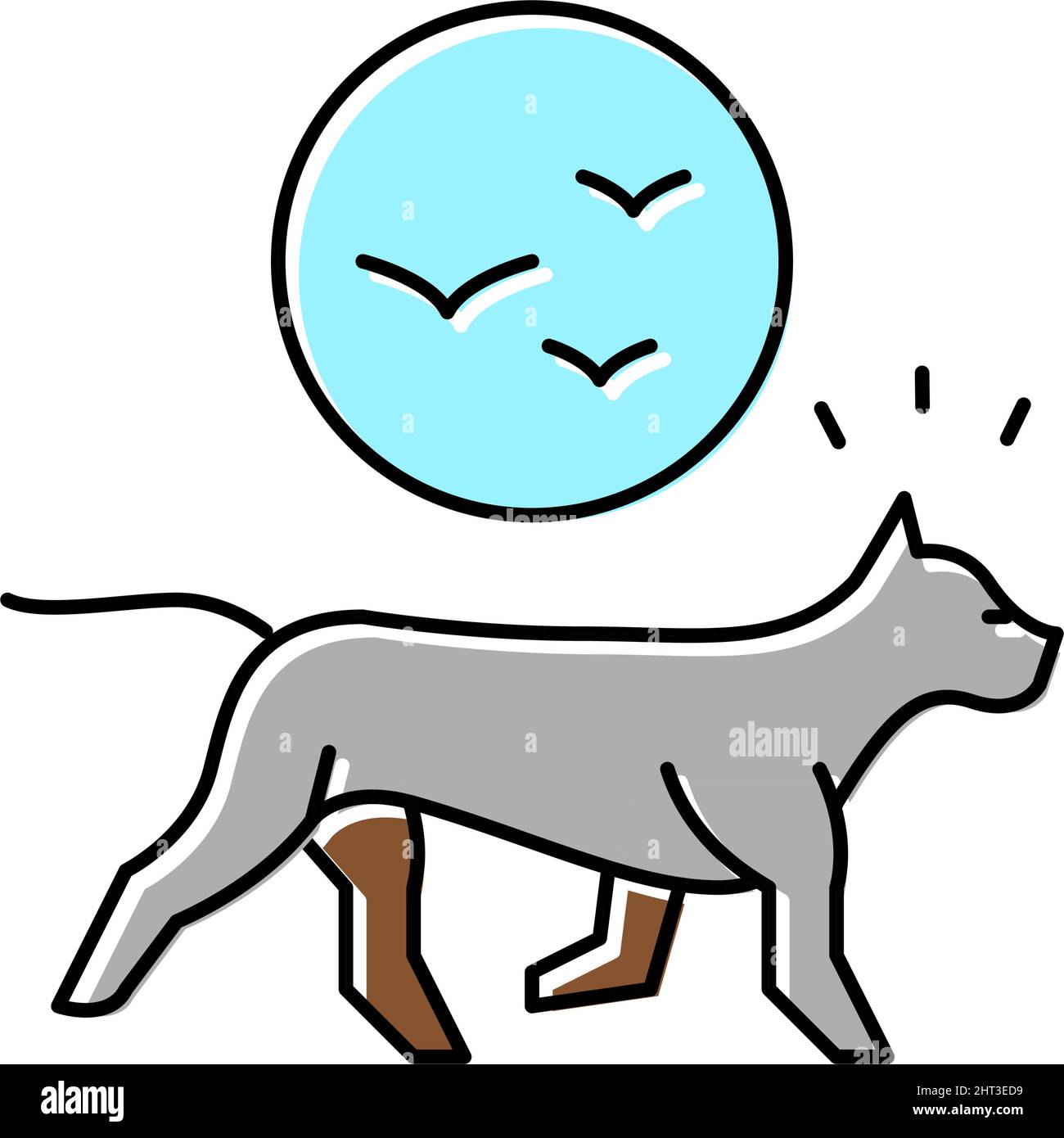 dog chasing birds color icon vector illustration Stock Vector Image ...