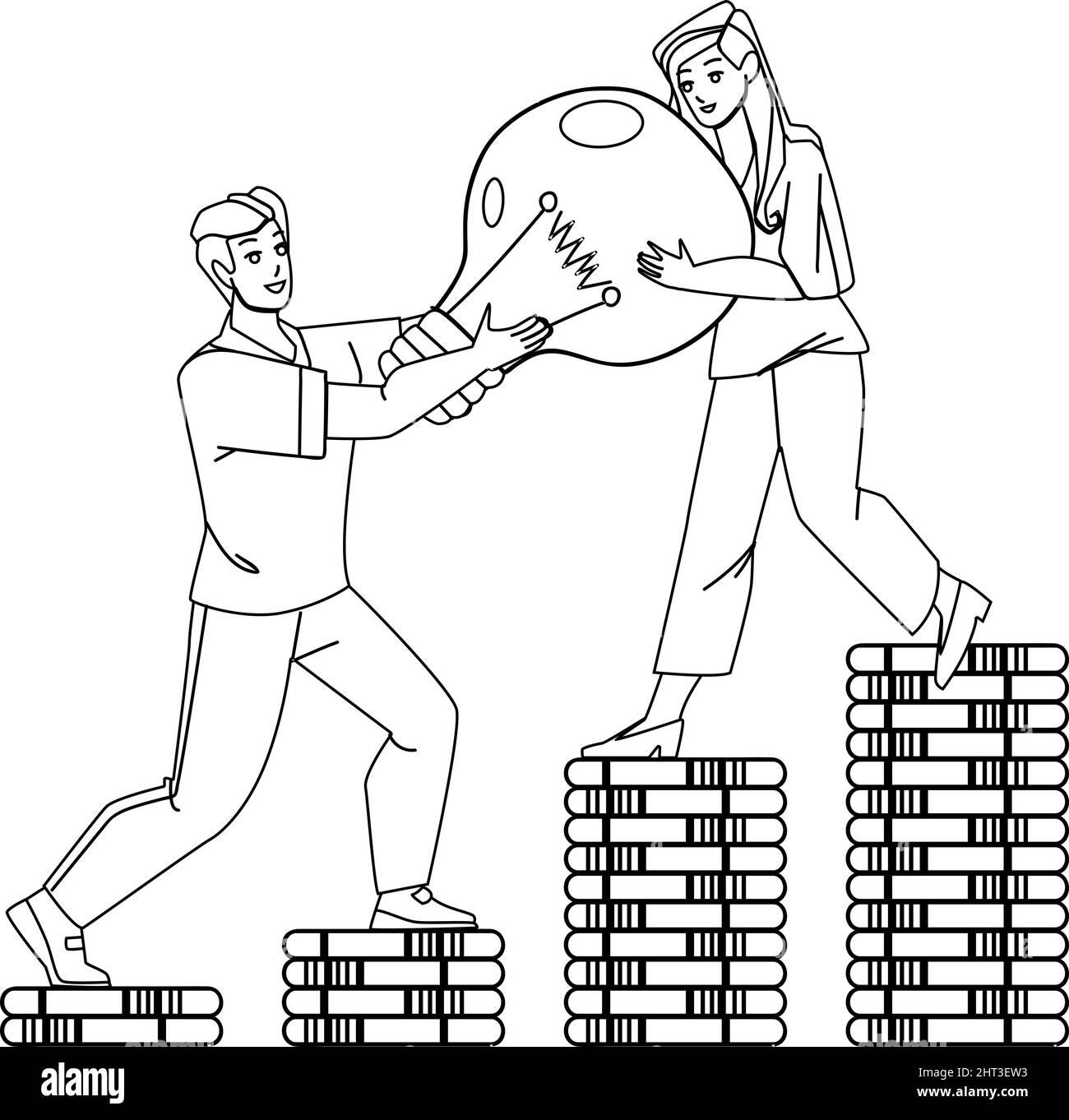 Financial Solution Of Man And Woman Family Vector Stock Vector Image ...