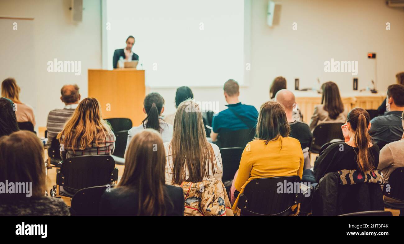 Audience in lecture hall on scientific conference Stock Photo - Alamy