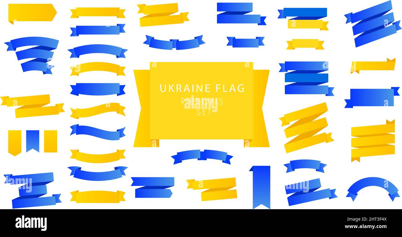 Ukrainian ribbons symbols in blue yellow ua national colors. Vector ...