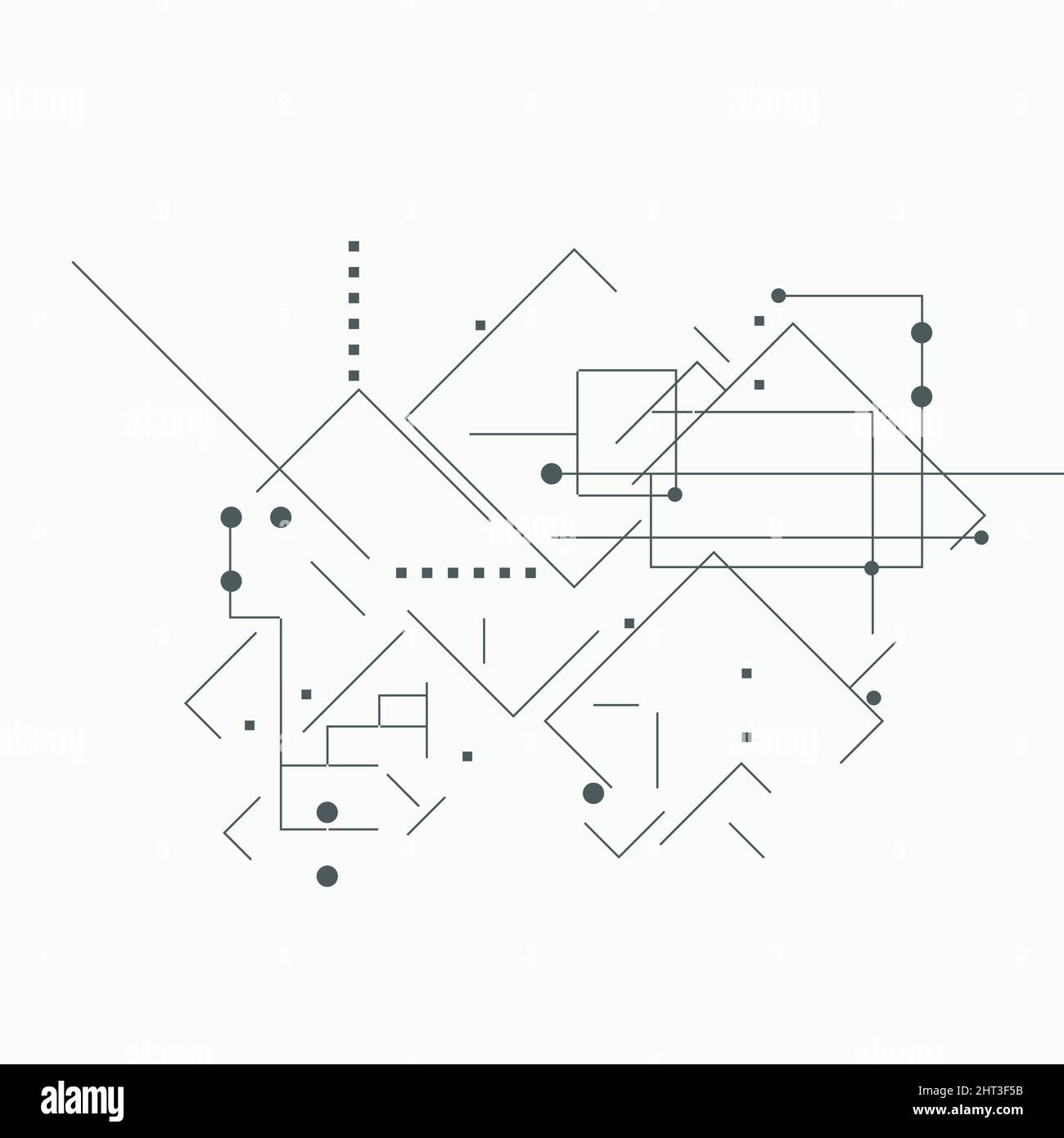 Set of vector small elements assembled into a chaotic structure Stock ...