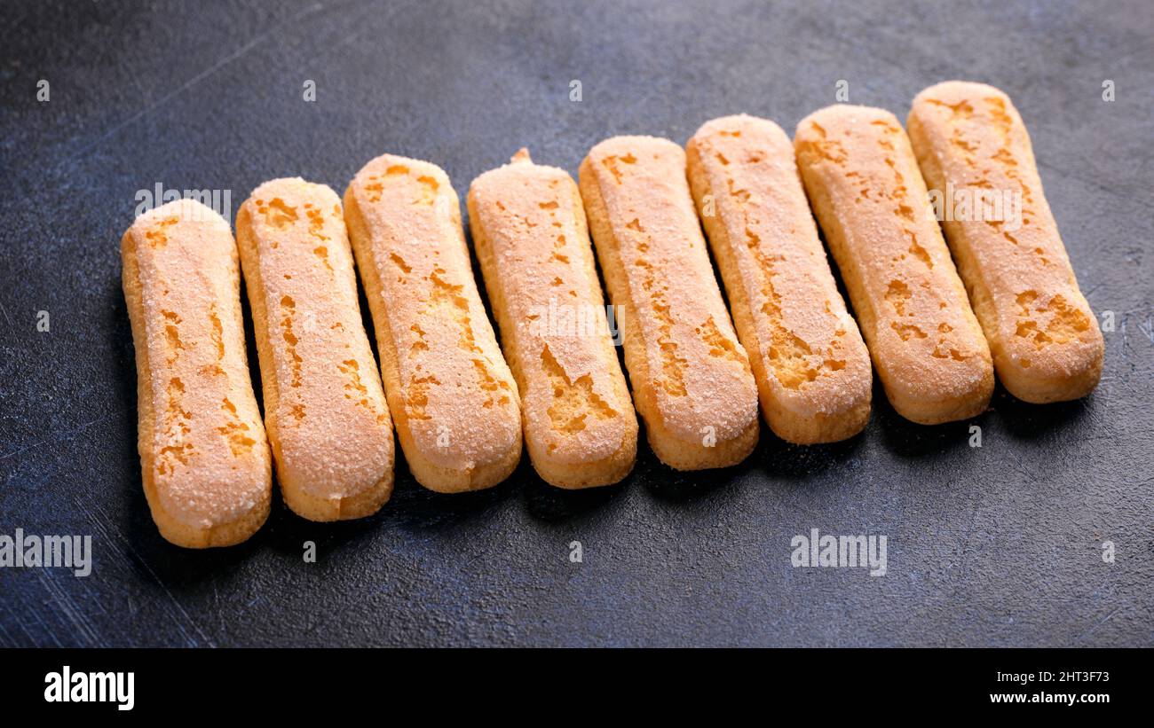 Italian tiramisu savoiardi cookies. Sweet biscuits food Stock Photo - Alamy