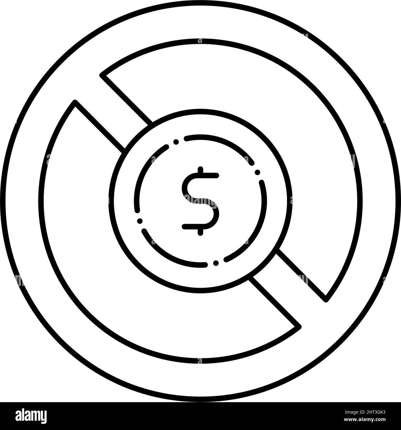 money crossed out coin line icon vector illustration Stock Vector Image ...