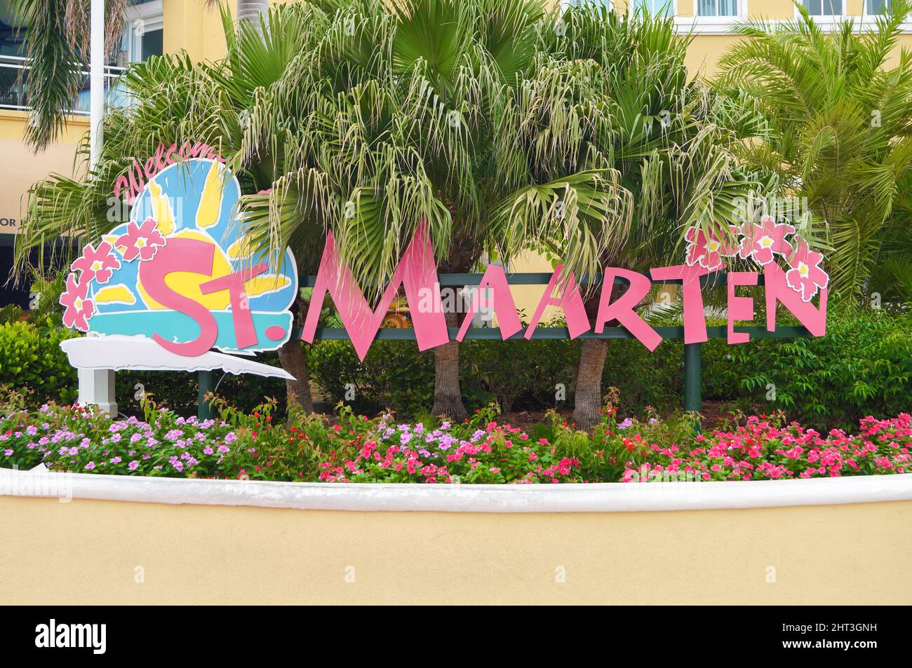 St Maarten cruise port sign in the United States Virgin Islands Stock ...