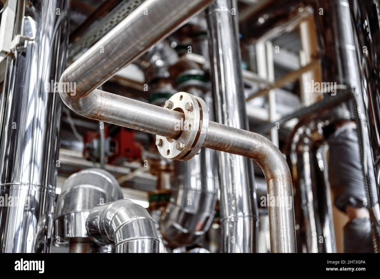 Pipe with flange of reagents and food liquids transportation Stock ...