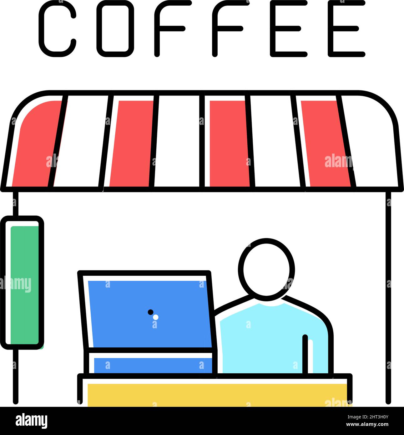 remote working in cafeteria color icon vector illustration Stock Vector ...