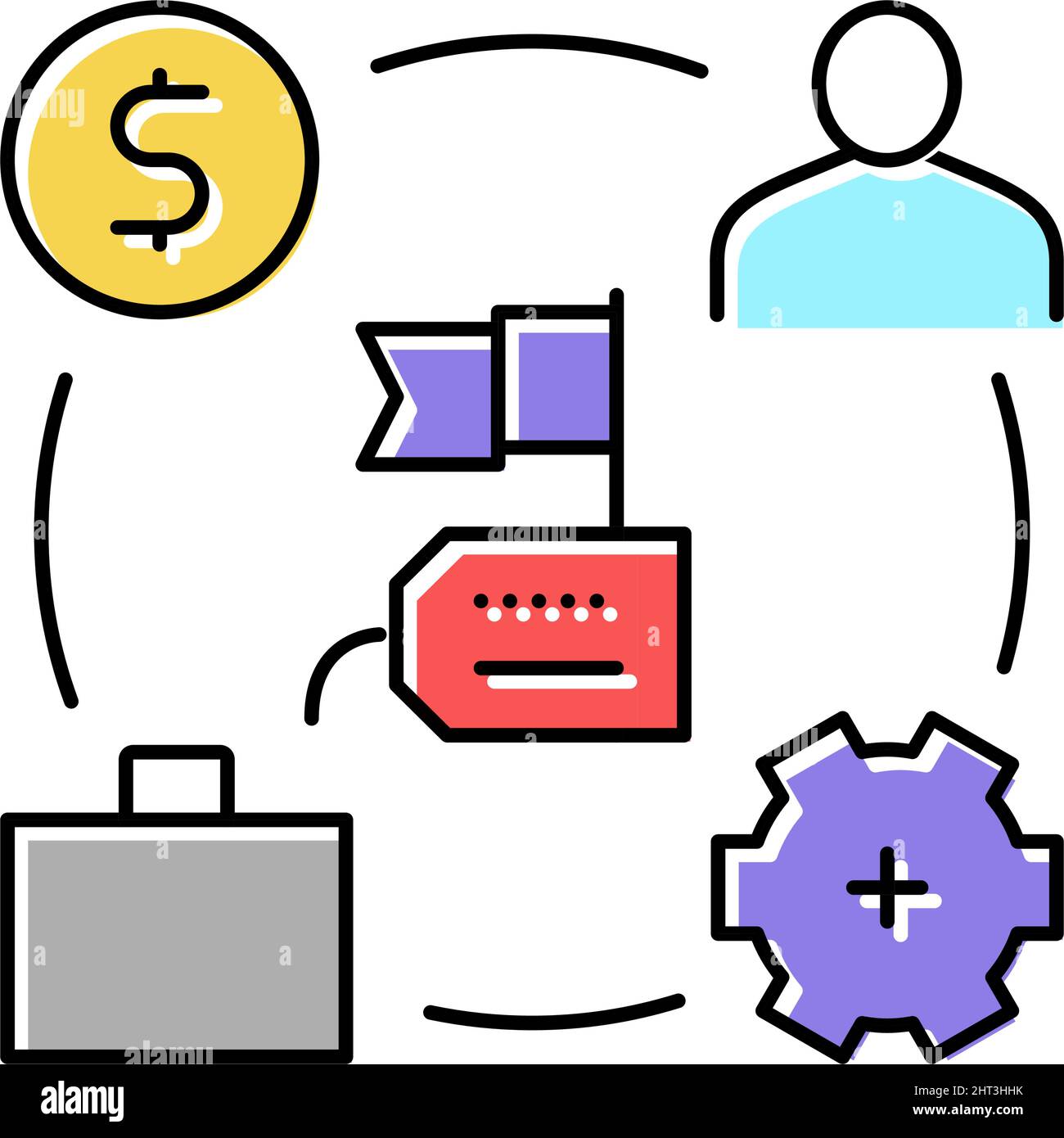 business process of reputation management color icon vector ...