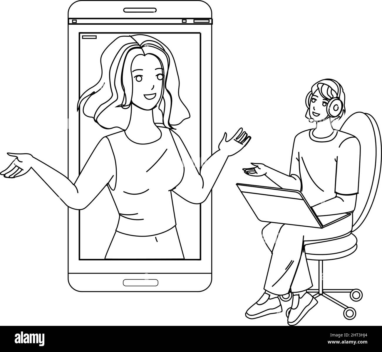 Mobile Call Conversation Man And Woman Vector Stock Vector Image & Art ...