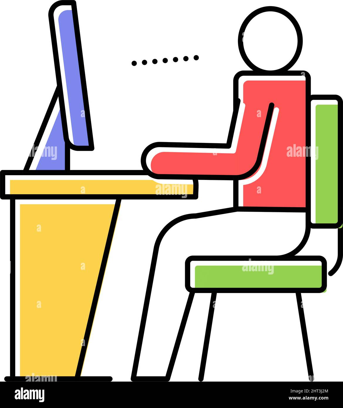 employee looking on computer screen color icon vector illustration ...