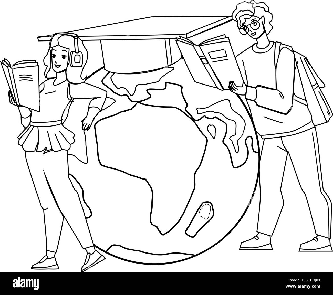 World Global Education Of Young Students Vector Stock Vector Image ...