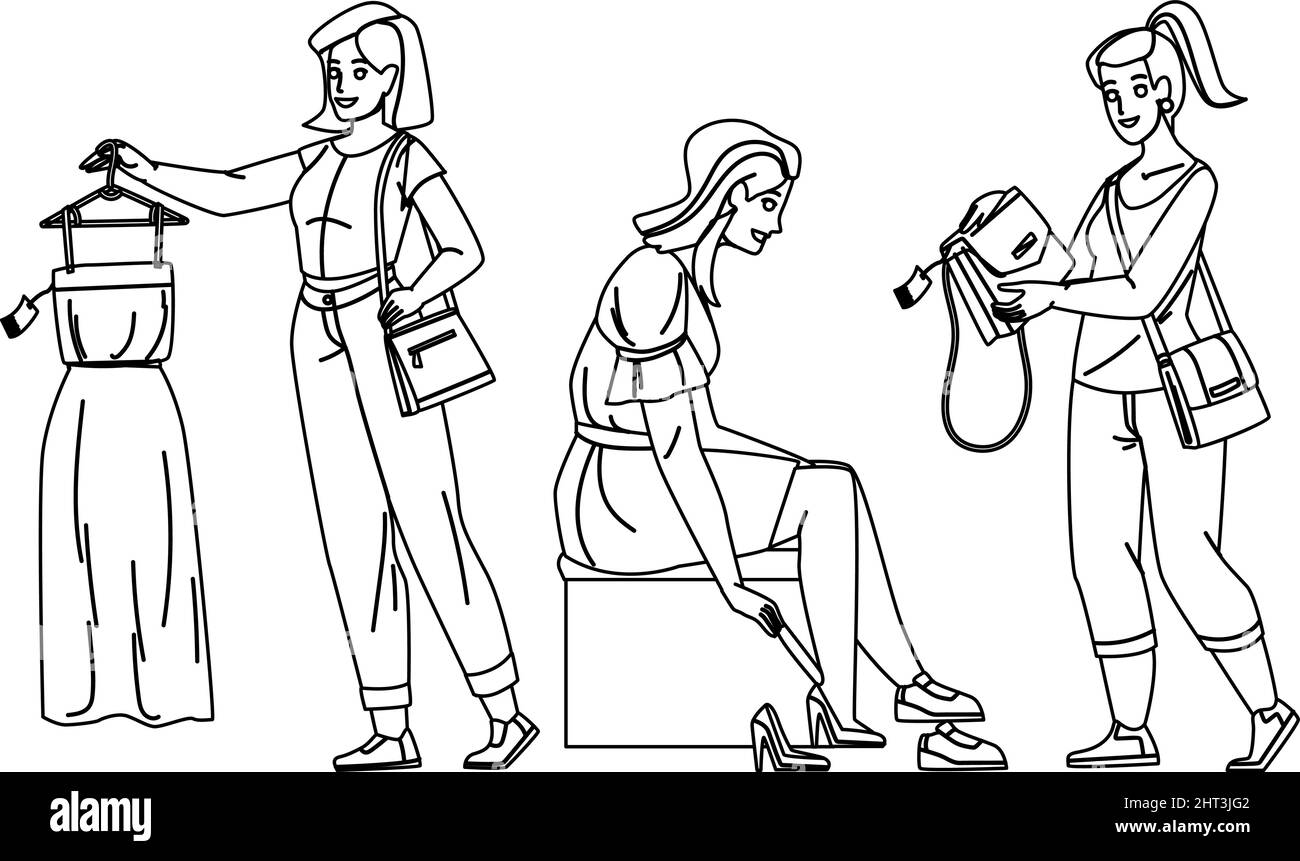 Female Shopping Occupation In Clothes Store Vector Stock Vector Image ...