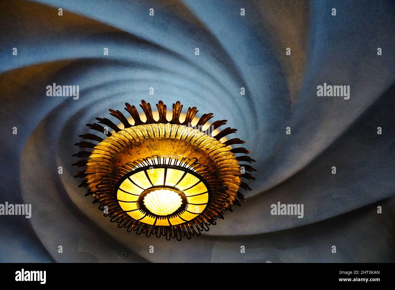 White, abstract ceiling with a lighting chandelier Stock Photo - Alamy
