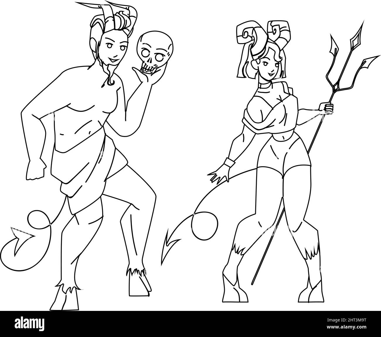 Halloween devil man holding Black and White Stock Photos & Images - Alamy