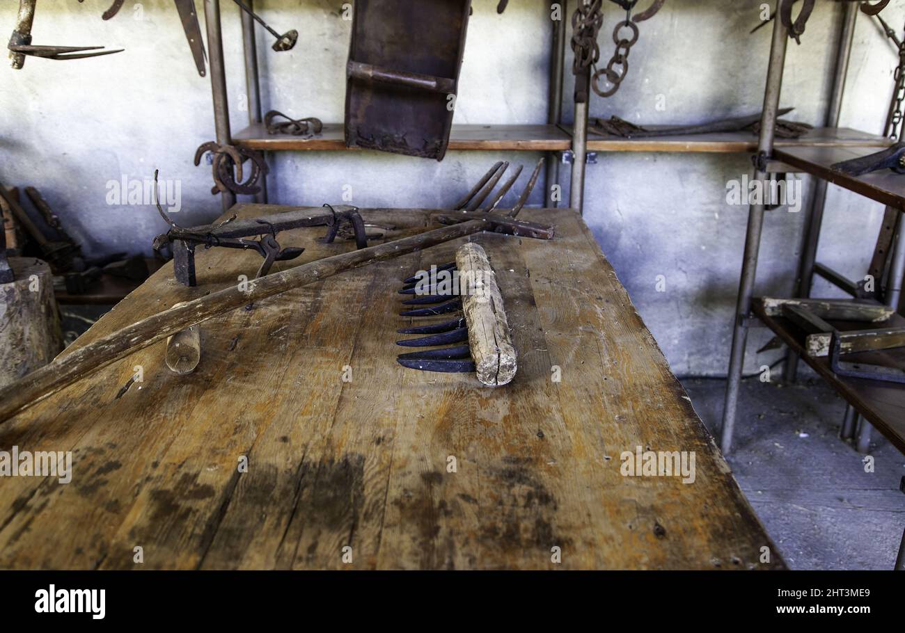 Iron and forge agriculture tools, industry and maintenance Stock Photo ...