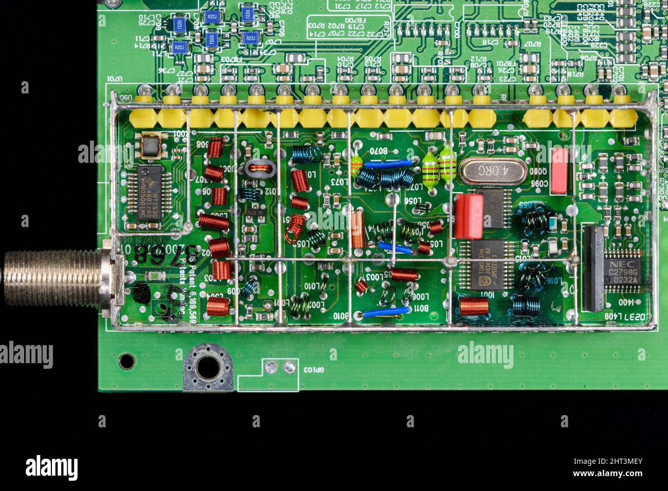 Printed circuit board of the coaxial input section of an internet ...