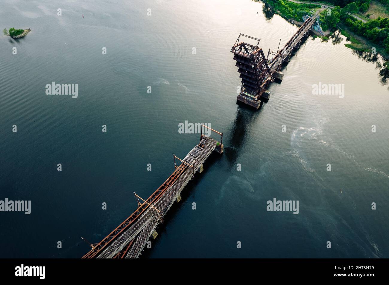 Aerial view of the famous Crook Point Bascule Bridge, a defunct ...