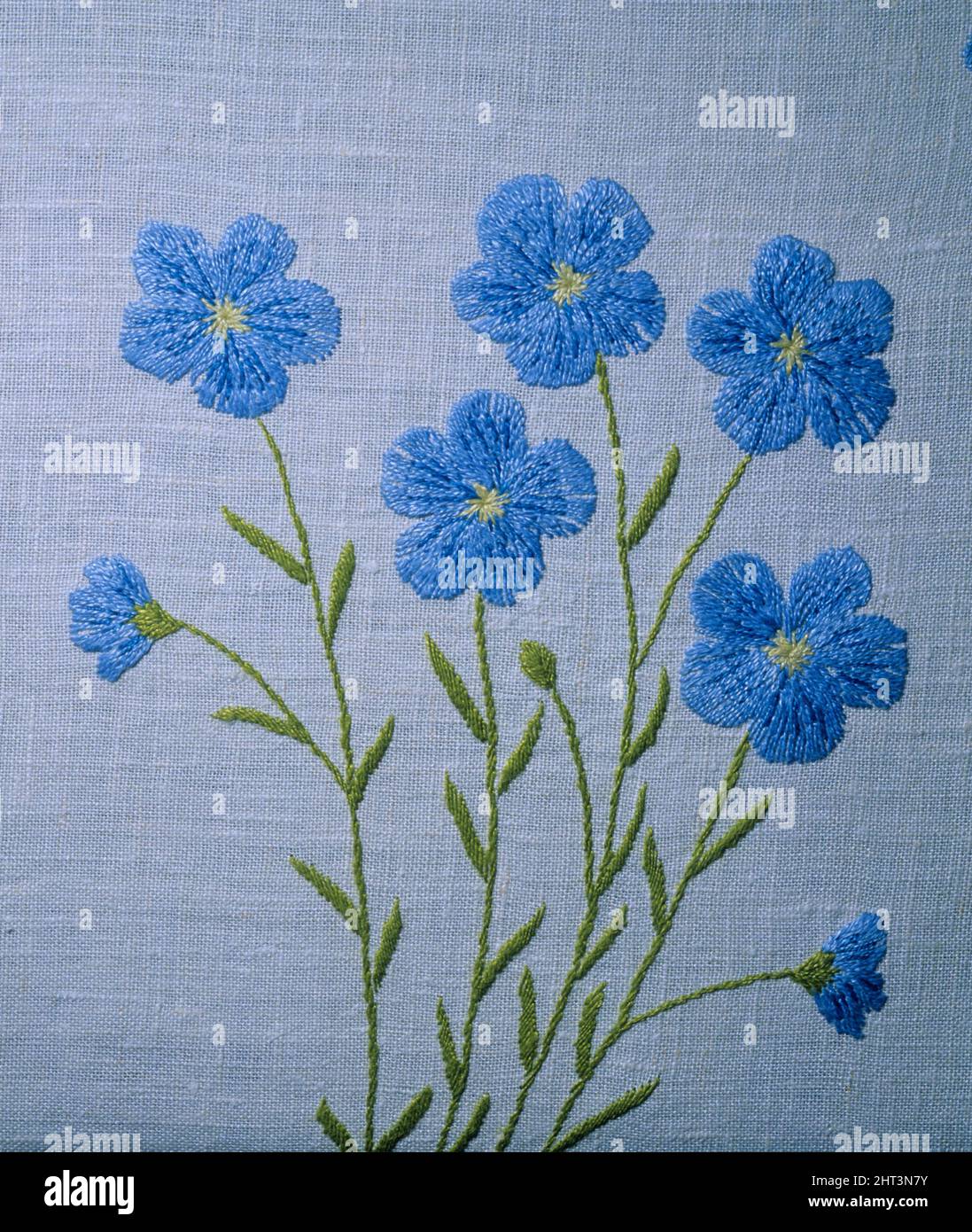 Embroidered linen flower Stock Photo - Alamy