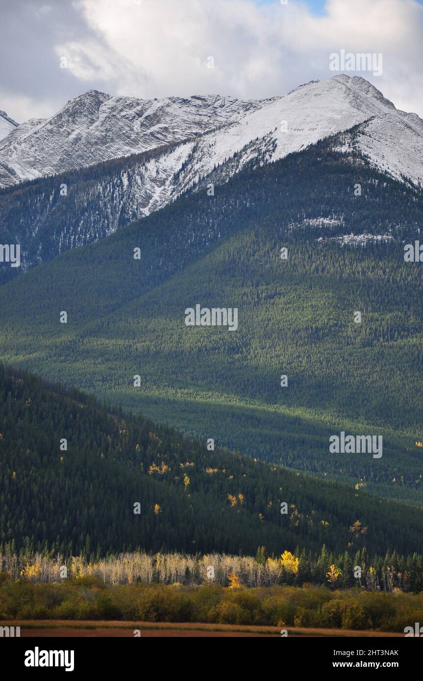 Beautiful view of green mountains with snow on the top in the National ...