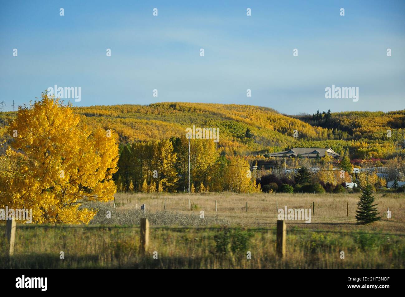 Beautiful scene of the autumn landscape of The Calgary to Jasper ...