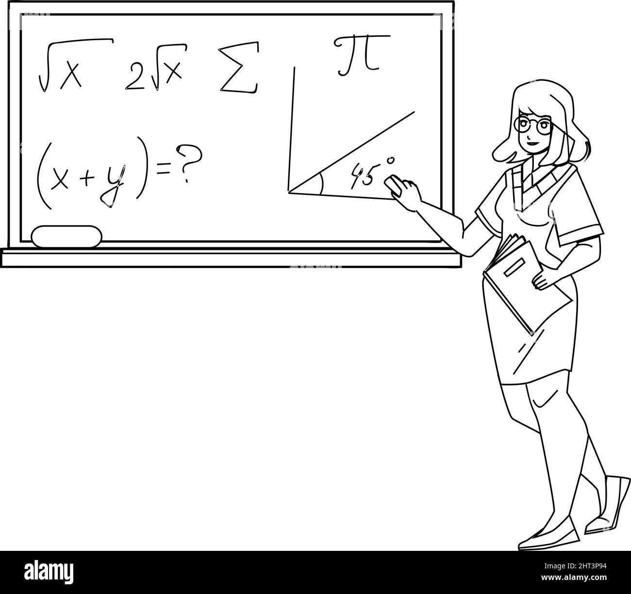 Math Education Lesson Teach Woman Teacher Vector Stock Vector Image ...
