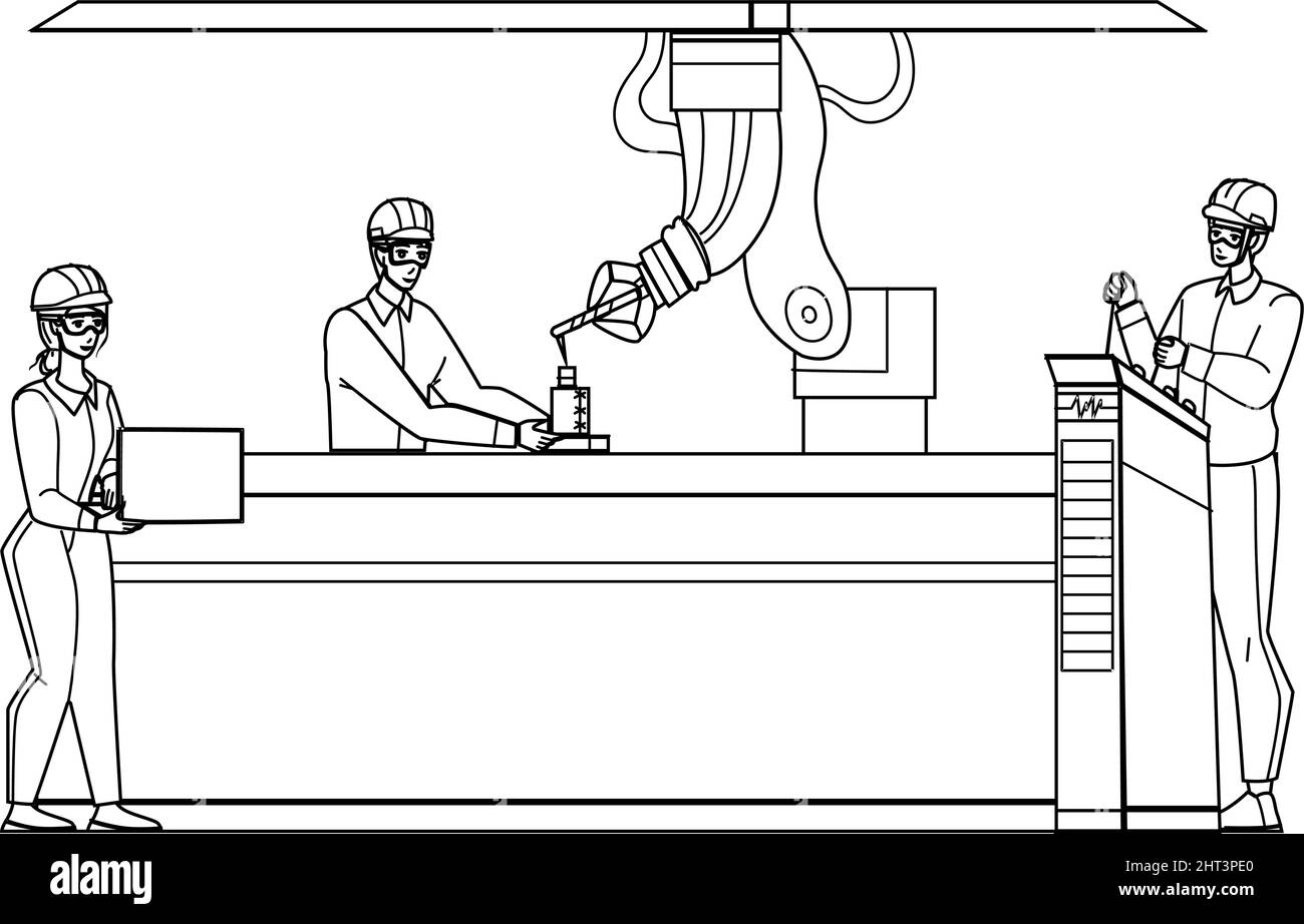 Industrial Production Controlling Workers Vector Stock Vector Image ...