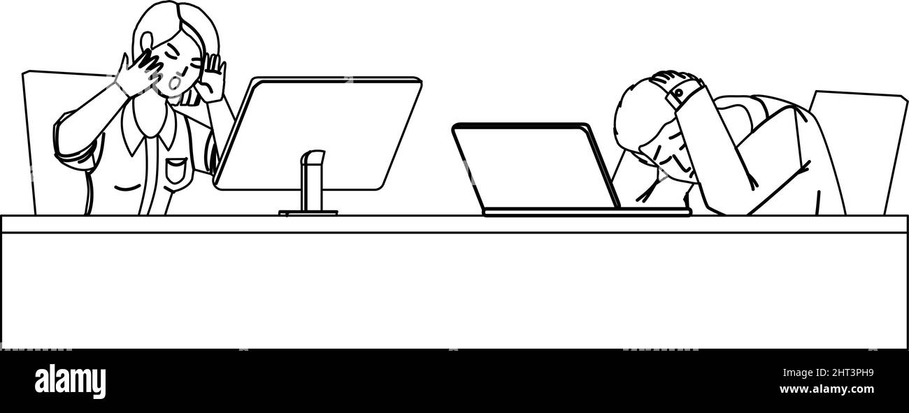 Digital Stress Feeling Employees In Office Vector Stock Vector Image ...