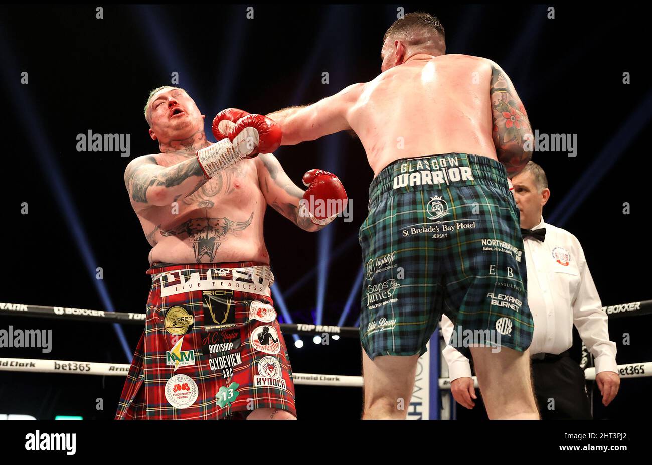 Nick Campbell (right) strikes Jay McFarlane during the Scottish ...