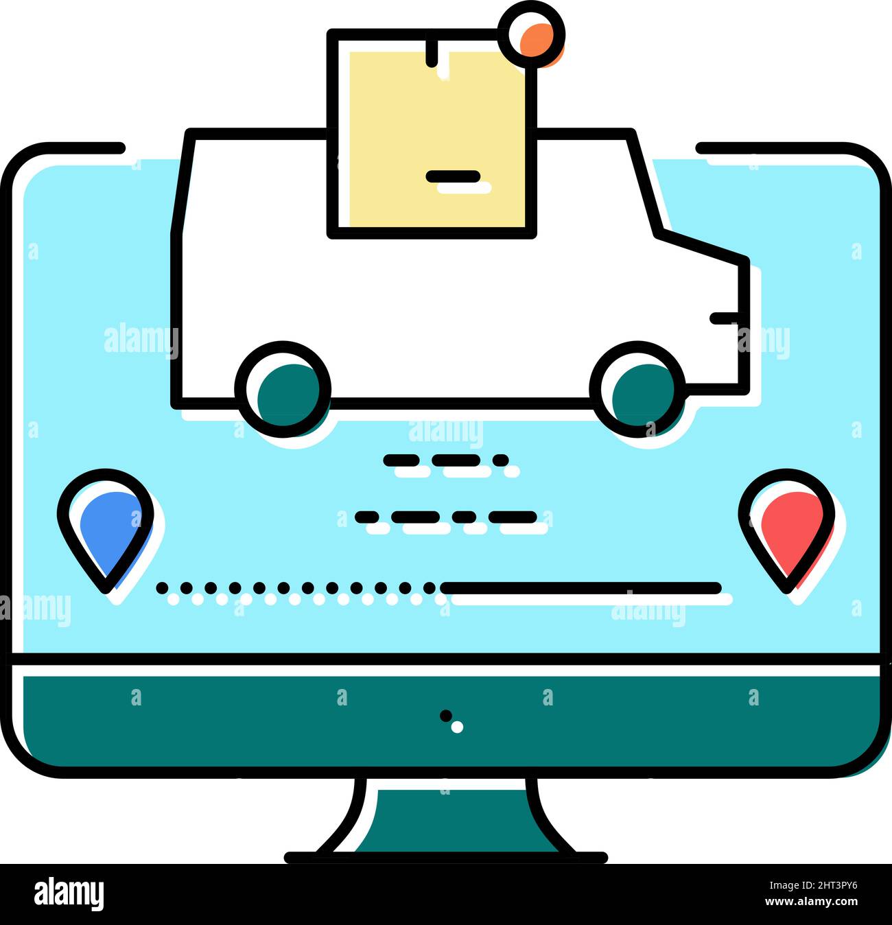 in transit parcel status color icon vector illustration Stock Vector ...