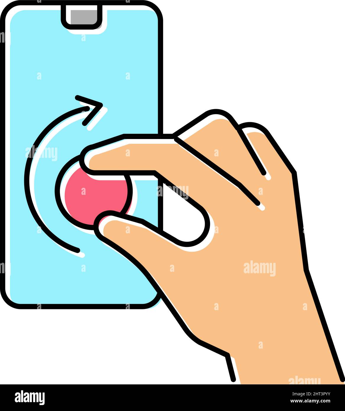 turning digital button on smartphone screen color icon vector ...