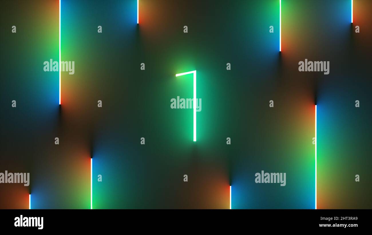 Illustration of bright number 1 with colorful neon lights Stock Photo ...