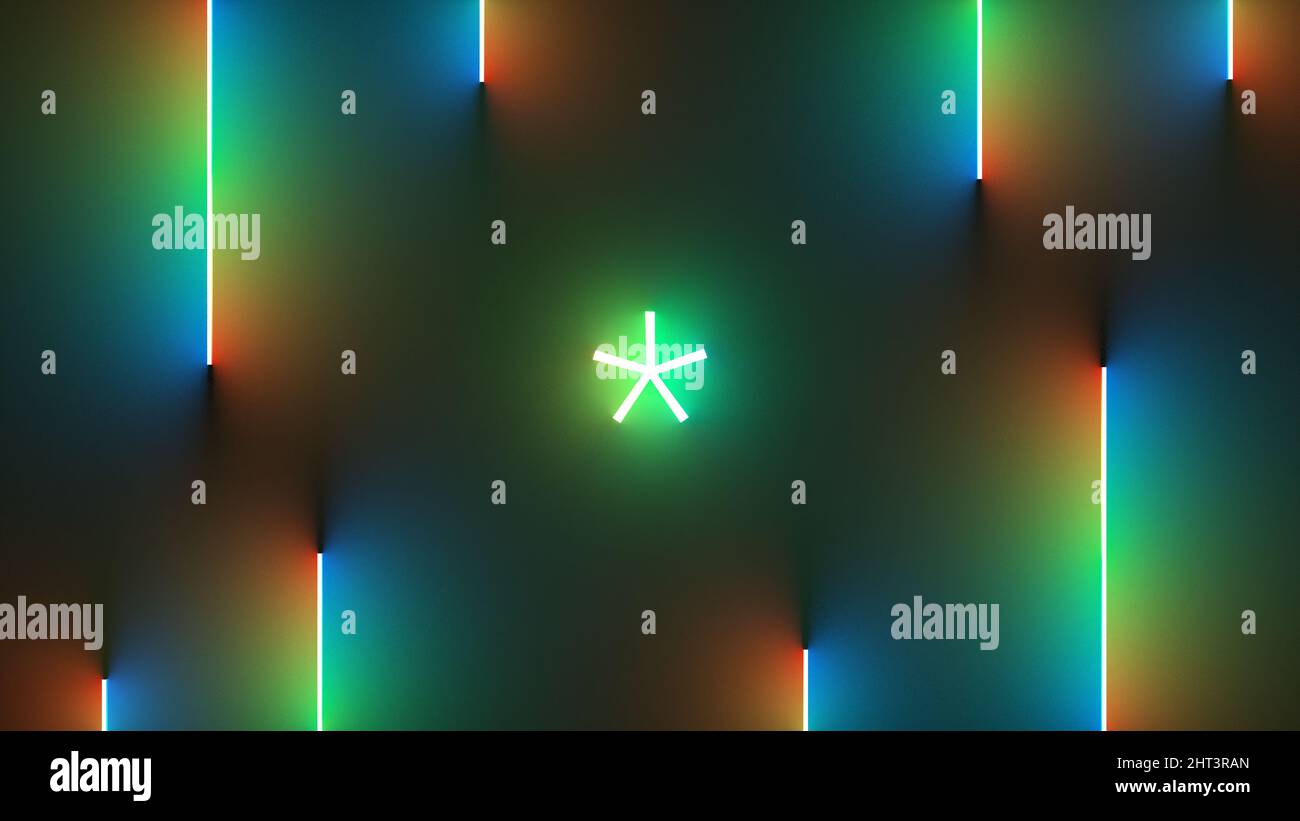 Illustration of bright asterisk sign with colorful neon lights Stock ...