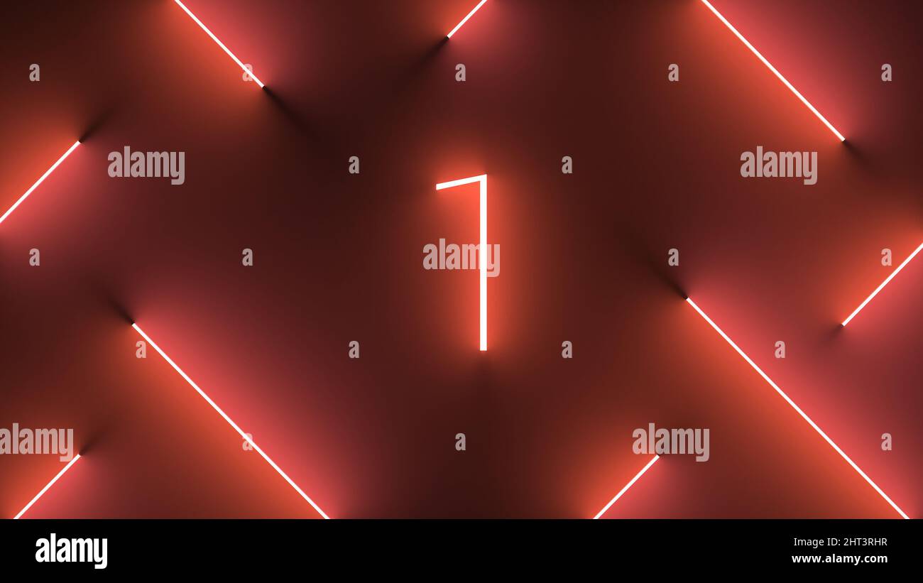 Digital render of neon illuminated lines around an illuminated number 1 ...