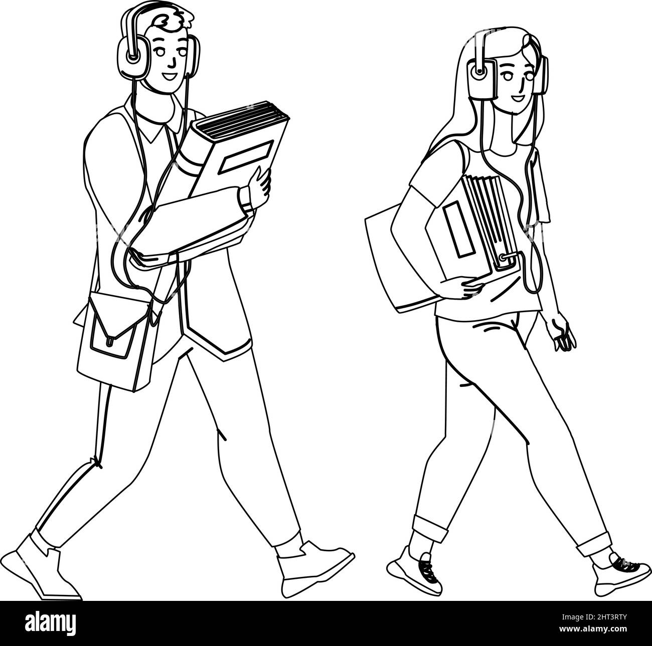 Girl listening to music street Stock Vector Images - Alamy